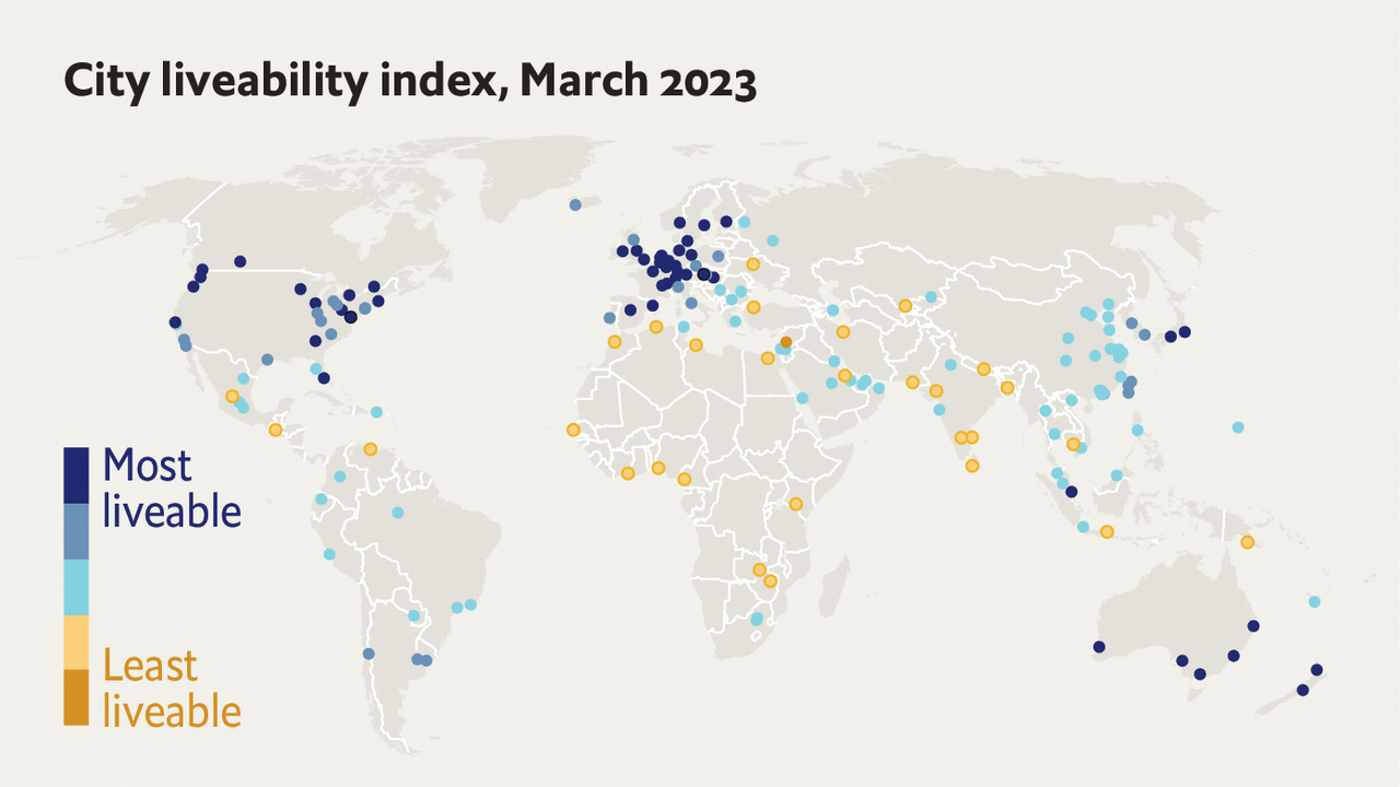 The Most And Least Liveable Cities In 2023 : r/MapPorn